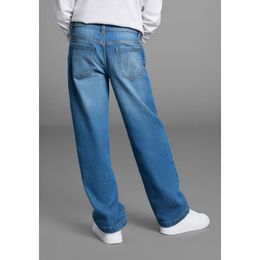 Bruno Banani M&auml;dchen Loose-fit-Jeans &raquo;Gerade Stretchjeans mit Strass-Steinen auf Po-Tasche f&uuml;r M&auml;dchen&laquo; F&uuml;r TEENS, Loose fit Stretchjeans blau 176, N-