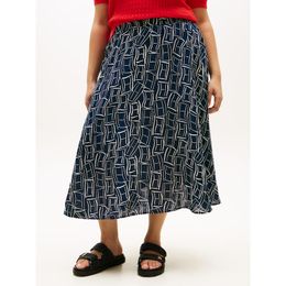 Tommy Hilfiger Curve Damen A-Linien-Rock &raquo;CRV ESS LINEN FLARE SKIRT&laquo; in gro&szlig;en Gr&ouml;&szlig;en, ausgestellte Form blau 54