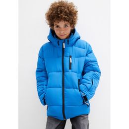 bonprix Herren bonprix Steppjacke mit Kapuze mit Kapuze und Fleece, normale Passform, mit reflektierenden Details blau 164/170