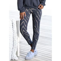 Lascana Damen Lascana Leggings mit Zebramuster und breitem Bund, Loungewear grau 32/34, N-Gr