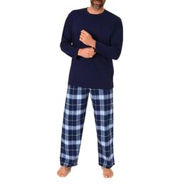 Normann Schlafanzug lang Pyjama FlanellHose Karo - 88244 in navy2 | Gr.: 56