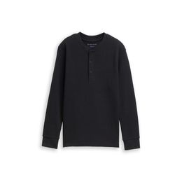 Tom Tailor Kinder Tom Tailor Langarmshirt mit Rundhals und kurzer Knopfleiste schwarz 176