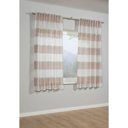 Gardine &raquo;Schal Blockstreifen&laquo; Schlaufen 1 Stk. tlg. mit Gardinenband und verdeckten Schlaufen rosa Polyester 175cm, Schlaufen, 140cm