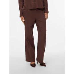 V&eacute;ro Moda Vero Moda Damen Schlupfhose &raquo;VMCAIA MW WIDE PANT WVN NOOS&laquo; Baumwollmischung, oversize, mit Leinen braun M (38), N-Gr