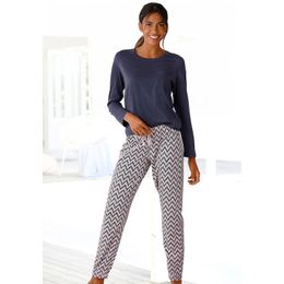 Vivance Dreams By Lascana Damen Vivance Dreams by Lascana Pyjama Set, 2 mit gemusterter Schlafhose blau 36/38