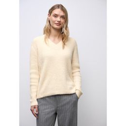 Street One Damen Street One V-Ausschnitt-Pullover mit Rippb&uuml;ndchen beige 42