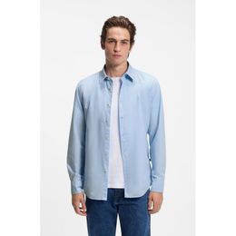 BOSS Orange Herren BOSS Orange Langarmhemd &raquo;Relegant Regular Fit&laquo; Baumwolle mit BOSS Stickerei und klassischem Kent Kragen blau 6XL, N-Gr