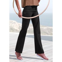 active by Lascana Lascana Active Damen LASCANA ACTIVE Leggings Breites B&uuml;ndchen und ausgestellte Beine schwarz S (36/38), N-Gr