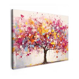 OnlyWow Leinwand Bilder Farbiger Baum | Gr.: 30 x 20 cm