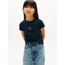 Tommy Hilfiger M&auml;dchen T-Shirt &raquo;STAR FLAG TEE SHORT SLEEVE&laquo; Kinder bis 16 Jahre, Logo mit Strass-Steinen blau 7 (122)