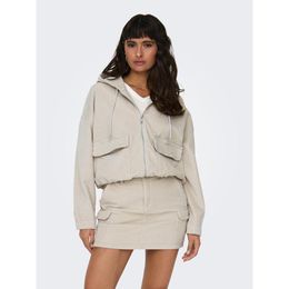 Only Damen Only Cordjacke &raquo;ONLKENZIE L/S CORD JACKET PNT NOOS&laquo; mit Kapuze Baumwollmischung grau M