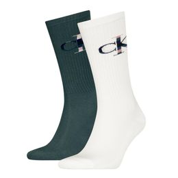 Calvin Klein Jeans Herren Socken &raquo;CKJ MEN SOCK 2P MONOGRAM&laquo; 2 Paar, 2 Stk. tlg. mit verst&auml;rkter Ferse, komfortable Frotteesohle wei&szlig; 43-46