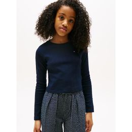 Tommy Hilfiger M&auml;dchen Langarmshirt &raquo;POINTELLE TOP LS&laquo; f&uuml;r Kinder bis 16 Jahre, mit Logo-Druck blau 80