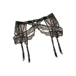 petite fleur gold by Lascana Strumpfhalter aus sch&ouml;ner Jacquardspitze, sexy Dessous, Reizw&auml;sche schwarz 36/38 Strumpfhalter