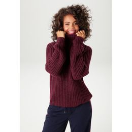 Aniston Casual Damen Aniston CASUAL Strickpullover mit Rollkante am Stehkragen rot 36