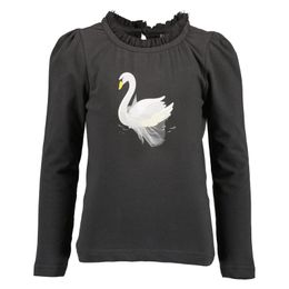 Blue Seven M&auml;dchen Langarmshirt mit schmalem T&uuml;ll-Stehkragen und dezent geraffte Puff&auml;rmel grau 98