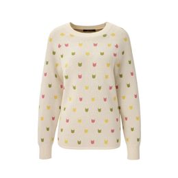 Aniston CASUAL Strickpullover in hellbeige-moosgr&uuml;n-pink-gelb | Gr.: 34