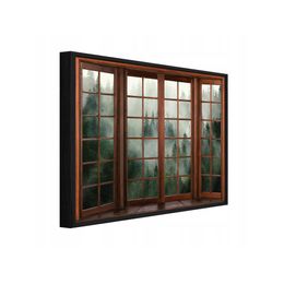WALLARENA Bild mit Rahmen 3D-Fenster in Gr&uuml;n | Gr.: 40 x 30 cm