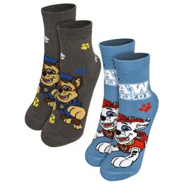 2er Pack PAW PATROL ABS Socken Chase & Co Stoppersocken S&ouml;ckchen in blau/grau | Gr.: 31-34