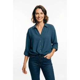 V&eacute;ro Moda Vero Moda Damen Hemdbluse &raquo;VMIZZY LS DETAIL SHIRT WVN BTQ GA&laquo; mit geknoteter Front blau XS