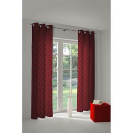 Adam Vorhang &raquo;Feathers&laquo; &Ouml;sen 1 Stk. tlg. aus 100% Bio-Baumwolle rot Jacquard, Baumwolle (Bio-Baumwolle) 145cm, &Ouml;sen, 145cm