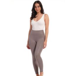 MAGIC BODYFASHION Damen MAGIC BODYFASHION Leggings &raquo;Leather Look Legging&laquo; hoch tailliertes Design, keine vordere Mittelnaht braun L, N-Gr