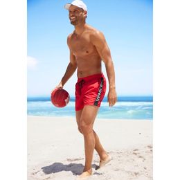 Venice Beach Herren Badeshorts mit gro&szlig;em Markenschriftzug rot S (46/48), N-Gr
