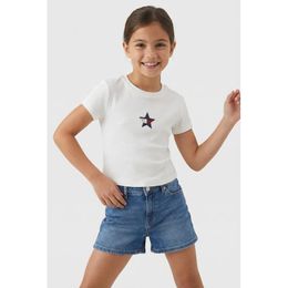 Tommy Hilfiger M&auml;dchen T-Shirt &raquo;STAR FLAG TEE SHORT SLEEVE&laquo; Kinder bis 16 Jahre, Logo mit Strass-Steinen wei&szlig; 7 (122)