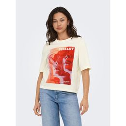 Only Damen Only Kurzarmshirt &raquo;ONLHAVANNA LIFE S/S VIBE TOP BOX JRS&laquo; wei&szlig; S