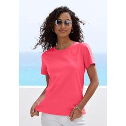Beachtime By Lascana Damen Beachtime by Lascana T-Shirt &raquo;mit modischem Schlitz am Saum&laquo; aus luftiger Baumwoll-Qualit&auml;t orange 40/42