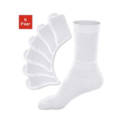GO IN Damen GO IN Tennissocken &raquo;Damen Herren Kinder Sportsocken Retro aus Atmungsaktive Baumwolle&laquo; Packung, 6 Stk. tlg. mit geripptem Schaft wei&szlig; 27-