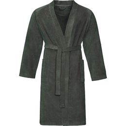 Vossen Bademantel &raquo;Dallas, ideal f&uuml;r Sauna & Spa, Hotelbademantel, Morgenmantel&laquo; mit abgesteppter Blende blau Webvelours XL
