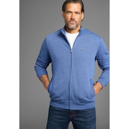 MAN'S WORLD Man's World Herren Sweatjacke Stehkragen und dezentem Logodruck blau 5XL (72/74)
