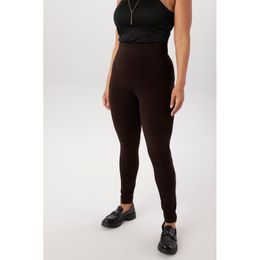 Aniston Plus Damen Aniston PLUS Leggings aus elastischer Single Jersey-Qualit&auml;t braun 52/54, N-Gr