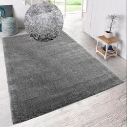 my home Hochflor-Teppich &raquo;Malin&laquo; rechteckig 43 mm H&ouml;he Shaggy in Uni-Farben, einfarbig, leicht gl&auml;nzend, besonders weich grau Kunstfaser B : 60cm 1 