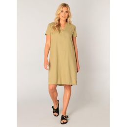 Base Level Damen Tunikakleid &raquo;Yacin&laquo; Sommerkleid mit Leinen gr&uuml;n 48, N-Gr
