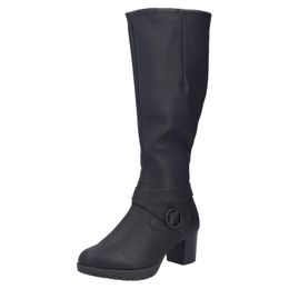 Rieker Damen Stiefel Langschaftstiefel, Blockabsatz,mit Rei&szlig;verschluss hinten-schmale Form schwarz 43, Varioschaft
