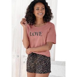 Vivance Dreams By Lascana Damen Vivance Dreams by Lascana Shorty Set, 2 mit malerischem Fischgrat-Muster orange 40/42