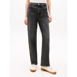 Tommy Jeans Damen Straight-Jeans &raquo;LAYLA HR SLIM STR&laquo; in Kn&ouml;chell&auml;nge schwarz 30, L&auml;nge 30