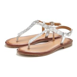 Vivance Damen Zehentrenner &raquo;Sandalette, Sommerschuh, Sandale, Ledersandale,&laquo; NEU aus Leder mit Flecht-Optik 39