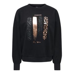Only Damen Only Sweatshirt &raquo;ONLBROOKY L/S PRINT UB CS SWT&laquo;, Baumwollmischung, regular fit schwarz XS
