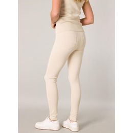 Base Level Damen Treggings mit elastischem Bund und Viskose beige 40, N-Gr