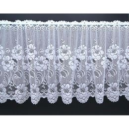 Weckbrodt-Gardinen Scheibengardine &raquo;Montello&laquo; Stangendurchzug 1 Stk. tlg. Bistro, Jacquard, strukturiert, floral, gebl&uuml;mt, Gardine, Store wei&szlig; Jacquard, Polyester 30cm, 