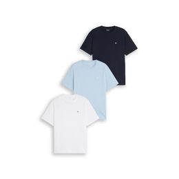 Tom Tailor Herren Tom Tailor T-Shirt Packung, 3 3er Pack mit Logo-Stickerei bunt S