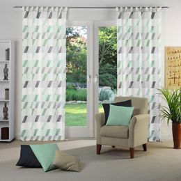 WIRTH Vorhang &raquo;Bray&laquo; Schlaufen 1 Stk. tlg. gr&uuml;n Jacquard, Baumwolle, Polyester 145cm, Schlaufen, 132cm