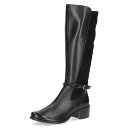 Caprice Damen Stiefel , Blockabsatz, Langschaftstiefel, Businessstiefel mit Flechtband schwarz 37, Normalschaft