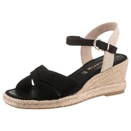 Tamaris Damen Keilsandalette , Riemchensandale, Sommerschuh mit modischer Kreuzbandage schwarz 41