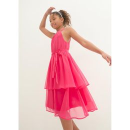 bonprix Kinder bonprix Midikleid &auml;rmelloses Design, elastische Taille, mit separatem G&uuml;rtel, Volantrock pink 164, N-Gr