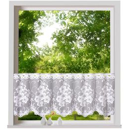 Weckbrodt-Gardinen Scheibengardine &raquo;Mantua&laquo; Stangendurchzug 1 Stk. tlg. Bistro, Jacquard, strukturiert, floral, gebl&uuml;mt, Gardine, Store wei&szlig; Jacquard, Polyester 30cm, 