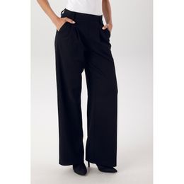 Aniston Selected Damen Aniston SELECTED Schlupfhose mit Bundfalten und zwei Eingriffstaschen - NEUE KOLLEKTION schwarz 38, N-Gr